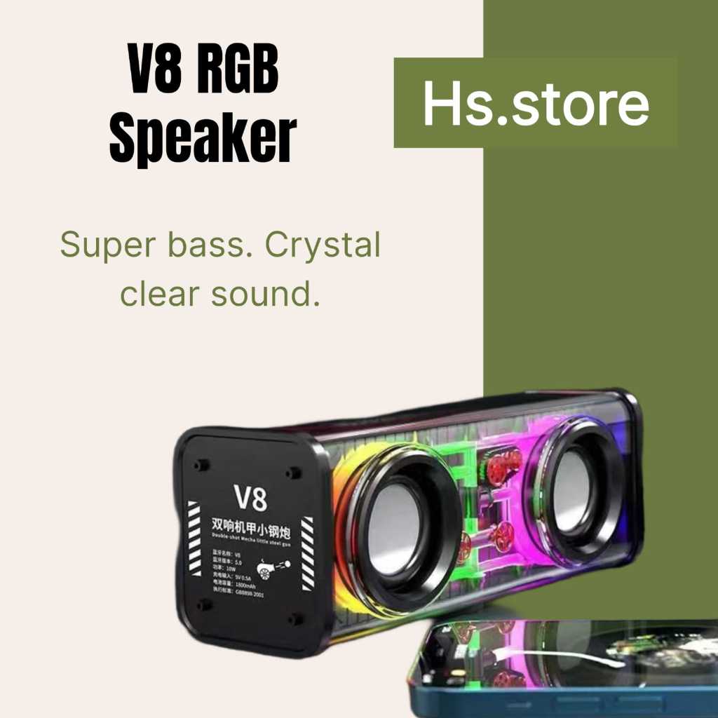 Jual Speaker nirkabel Rgb, desain unik 360 derajat efek suara menakjubkan V8 speaker Mecha ...
