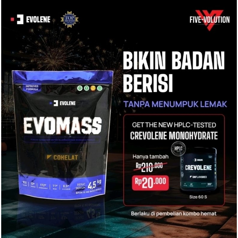 Jual EVOLENE EVOMASS EVO MASS GAINER 4500 gram gr 4,5 kilogram kg 10lb ...