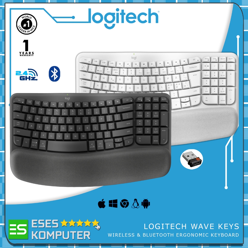 Jual Keyboard Logitech Wave Keys Wireless Bluetooth Ergonomic | Shopee ...