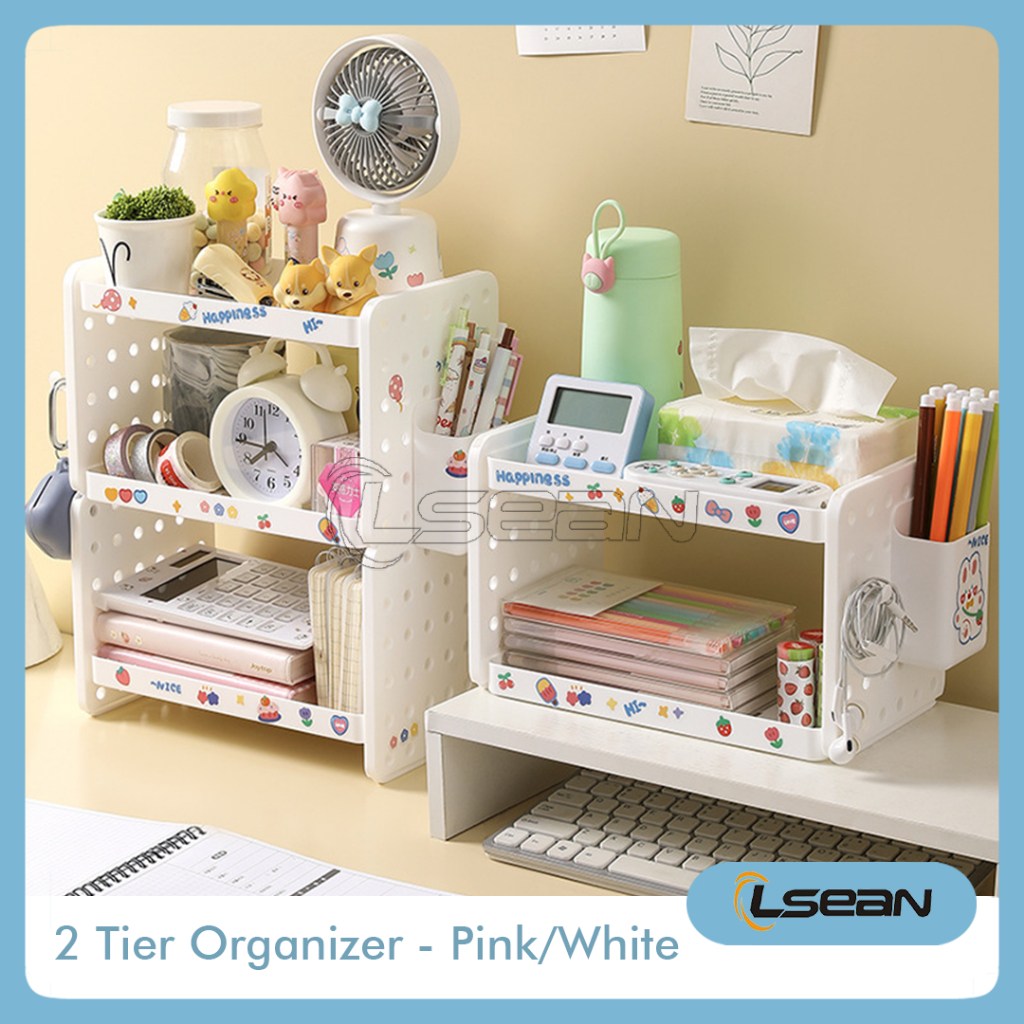 Jual Rak Meja 2 Tier Desk Organizer Tingkat Stackable Aesthetic Korean ...