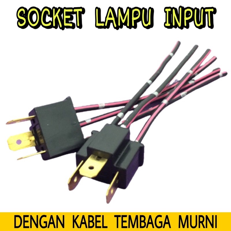 Jual Soket H4 / H4 BOHLAM LAMPU H4 COWOK - SOCKET H4 MALE KABEL BINTIK ...