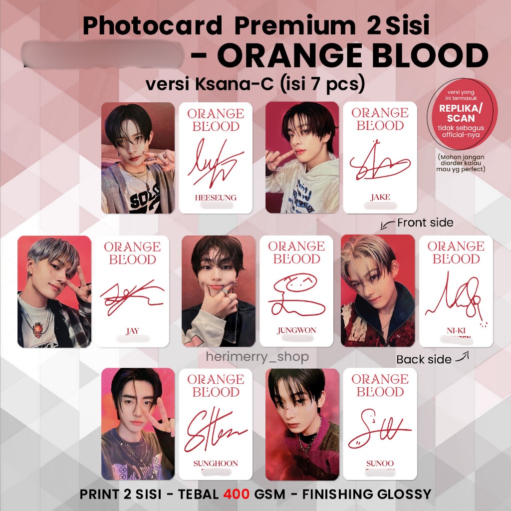 Jual (ISI 7 PCS) Photocard ENH*A ORANGE BLOOD - PC 2 SISI KPOP Premium fotocard Merch Unofficial ...