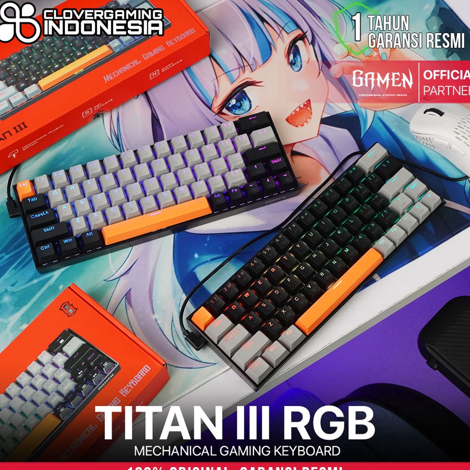 Jual Gamen Titan III RGB PBT Keycaps Mechanical Gaming Keyboard KODE ...