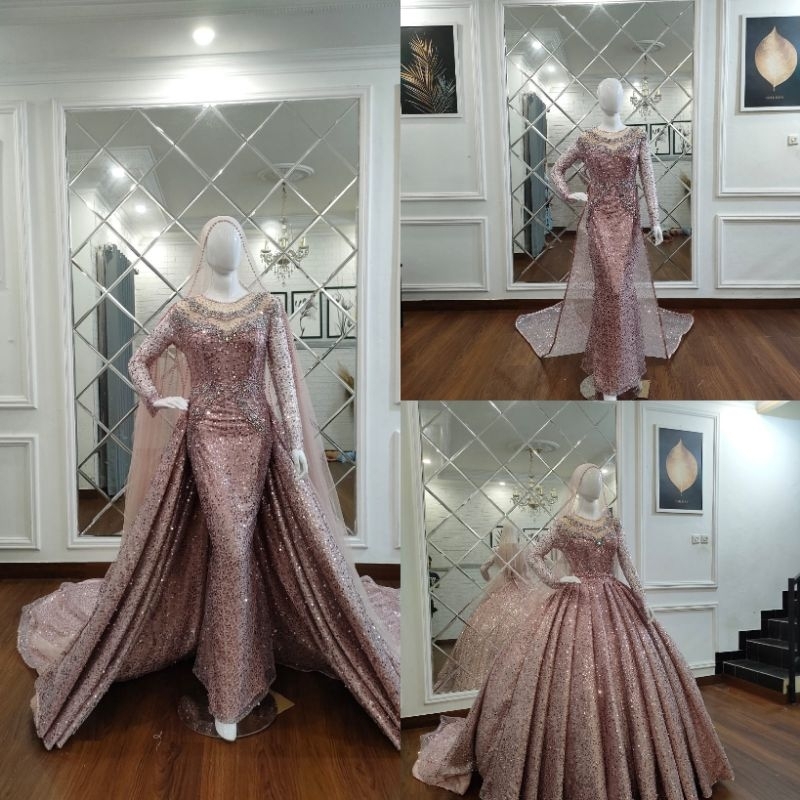 Jual gaun pengantin model 3in1 ekor cheongsam | Shopee Indonesia