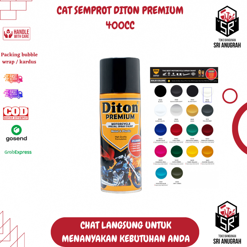 Jual DITON Premium Cat Semprot Cat Pylox Solid Colours 400ml | Shopee ...