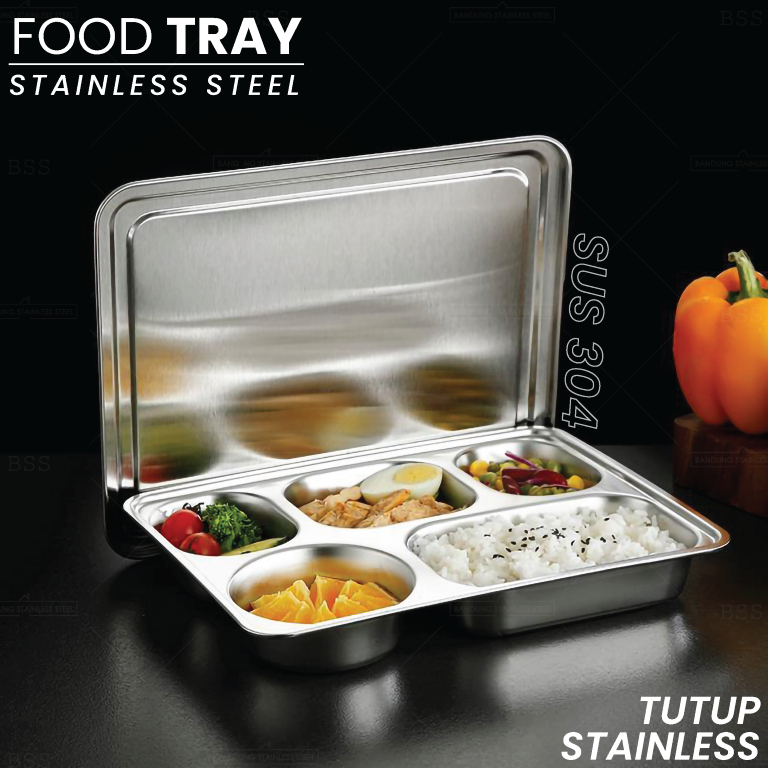Jual 304 Food Tray Tempat makanan / piring stainless dengan tutup ...