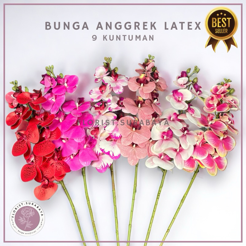 Jual (BEST SELLER) Bunga Anggrek Latex Jumbo 9 Kuntum Bunga Anggrek ...