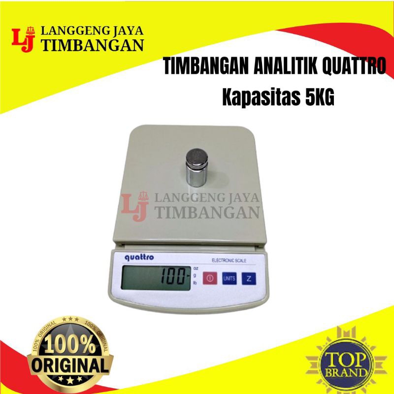 Jual Timbangan analitik kapasitas 5kg ketelitian 1gr merk QUATTRO ...