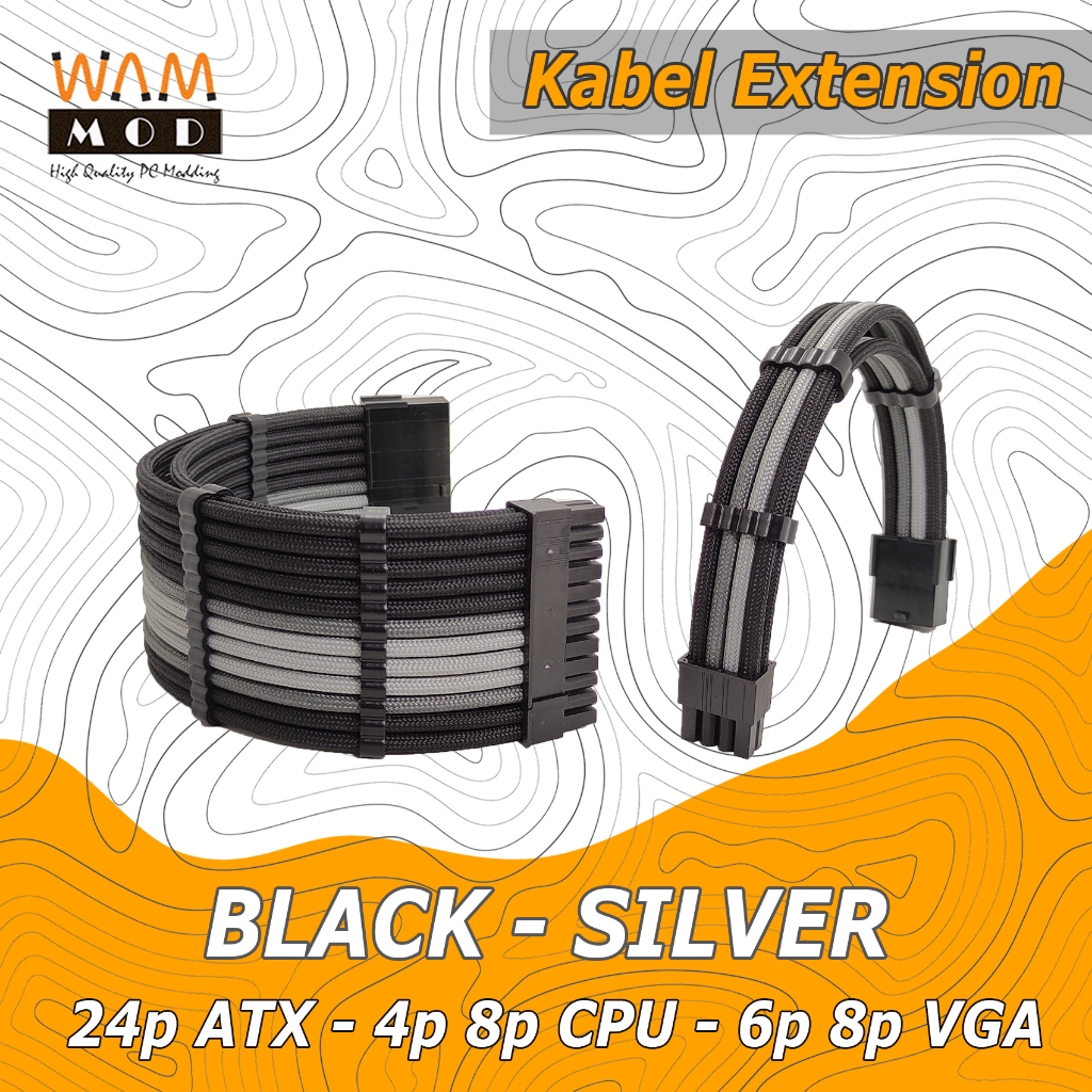 Jual Cable Sleeving Extension 24p 8p 6p 4p CPU EPS VGA PCIE Bahan Paracord High Quality | Shopee ...