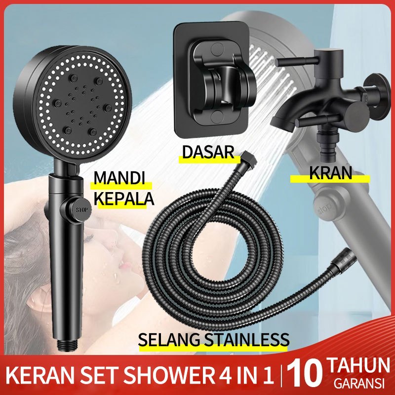 Jual ️Ready Stock!!! ️4 In 1 Kepala Shower Mandi Hitam Premium Shower Head Premium Kepala Shower ...