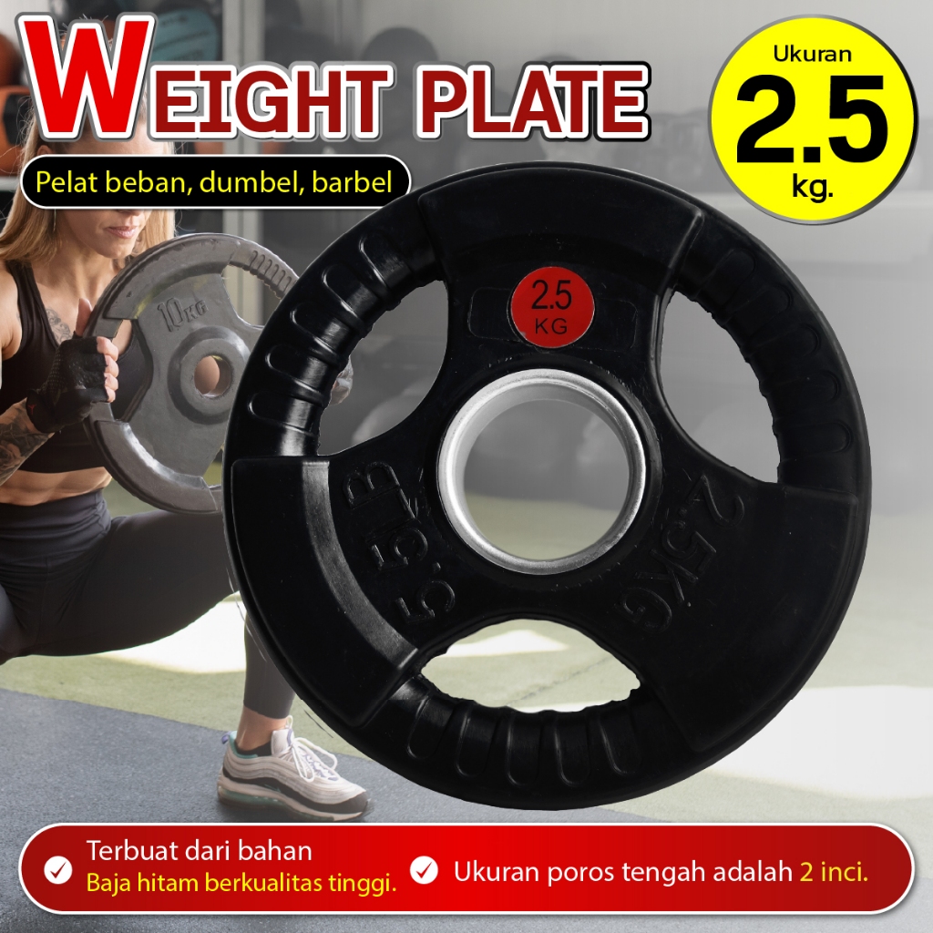 Jual HTD Sport Rubberized Weight Plate 2.5KG Angkat Besi untuk Dumbbell ...