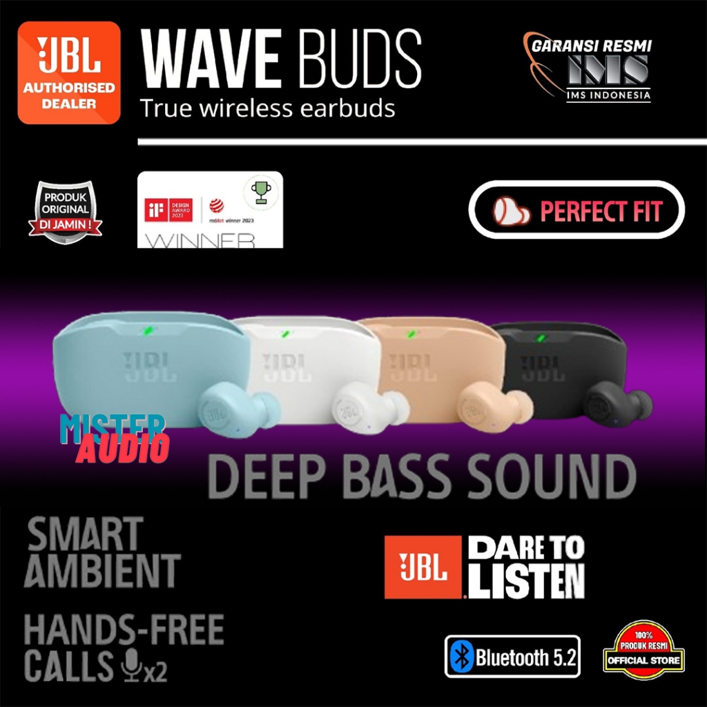 Jual JBL WAVE Buds True Wireless Earbuds with Deep Bass Sound TWS ...