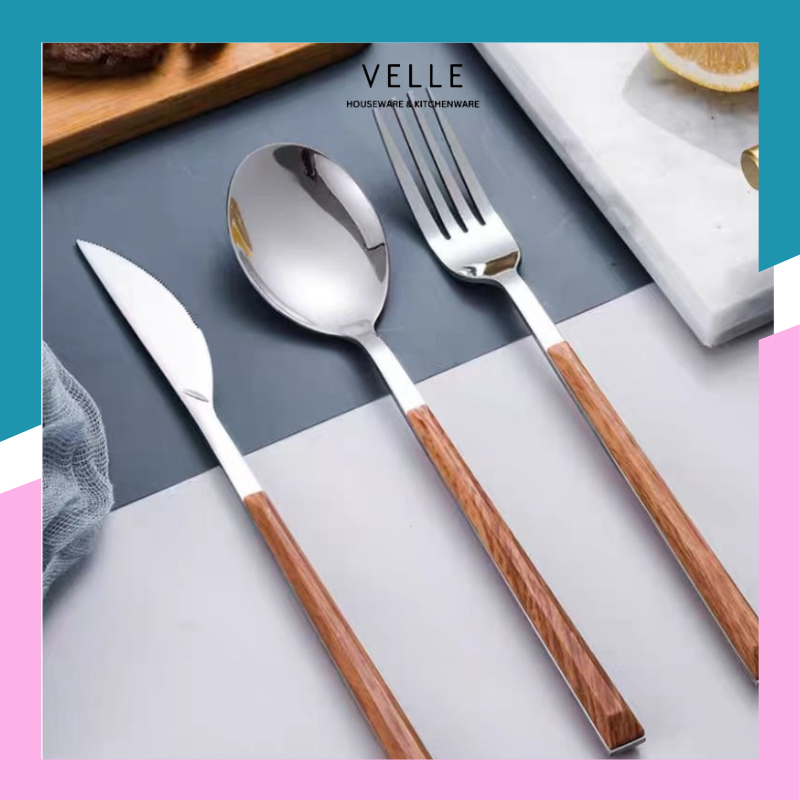 Jual VELLE Sendok Makan Tebal / Sendok Garpu Stainless Steel / Sendok ...