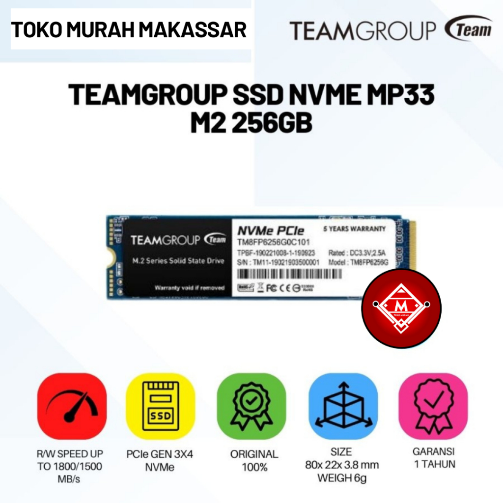 Jual TEAM SSD HARDISK HDD INTERNAL NVME MP33 M2 M.2 PCIE 256GB / NVME ...