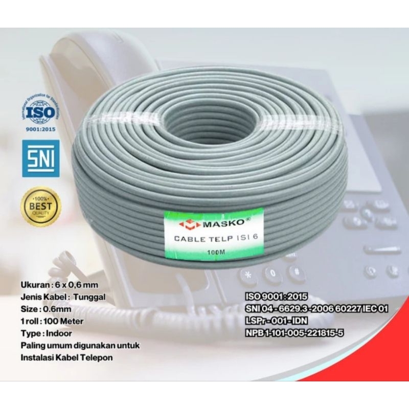 Jual Kabel Telpon Isi 6 ITC 100Meter Masko | Shopee Indonesia