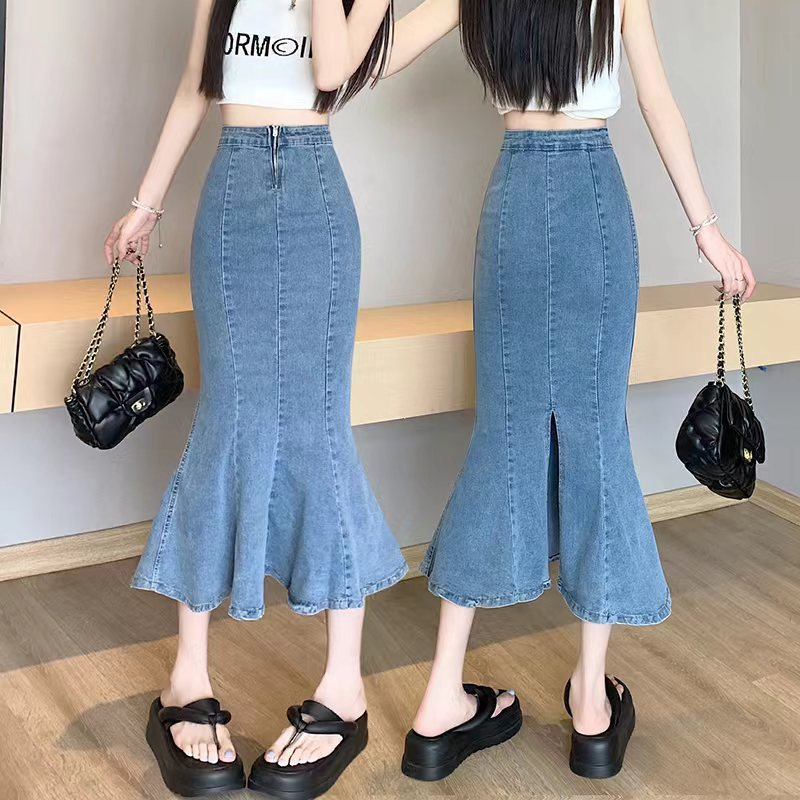 Jual 【boll.id】Bigsize Jumbo — rok jeans wanita rok jeans panjang rok ...