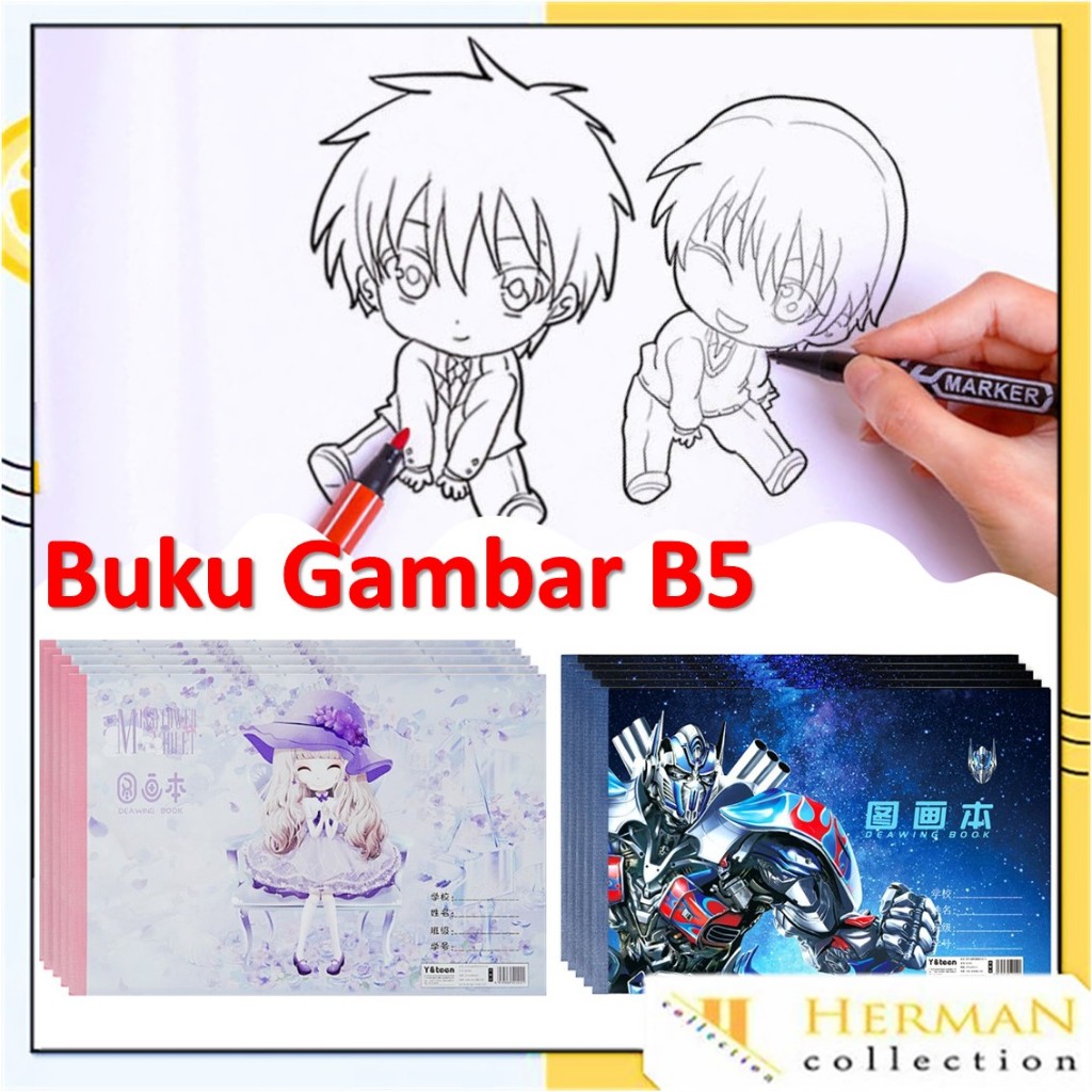 Jual HC Buku Gambar Karakter Isi 20 Lembar Drawing Book Anak B5 Tebal ...