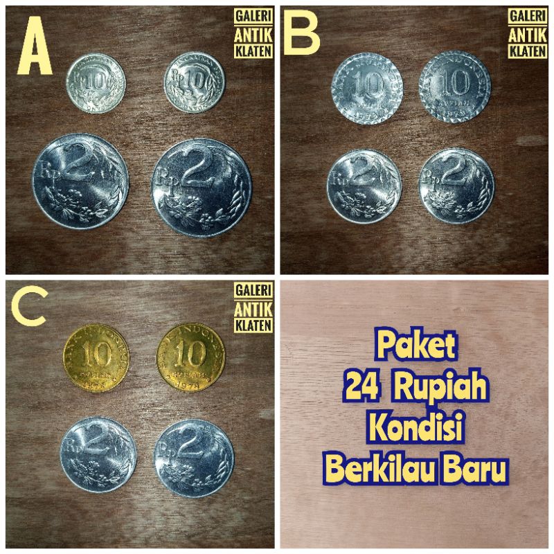 Jual Berkilau Asli Paket 24 rupiah Set mahar pernikahan Original Rp uang koin kuno logam duit 10 ...