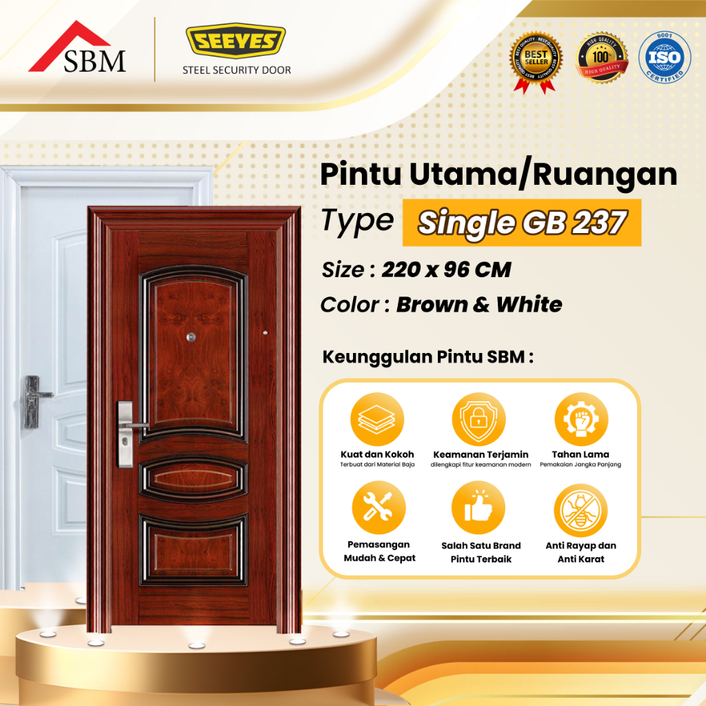 Jual Pintu Kamar | Pintu Rumah | Pintu Utama | Pintu Baja Seeyes Anti Karat Anti Rayap Tipe GB ...