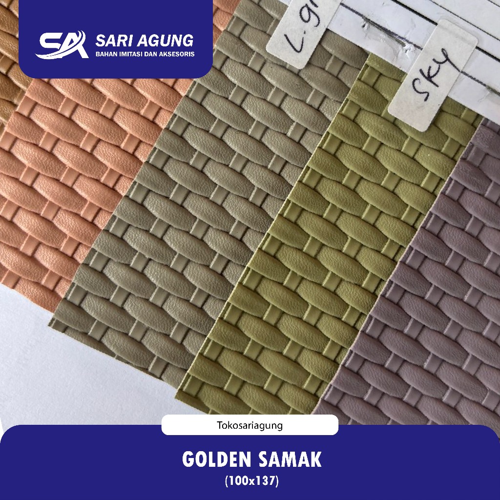 Jual GOLDEN SAMAK KECIL (METER) BAHAN KULIT SINTETIS MOTIF ANYAMAN ...