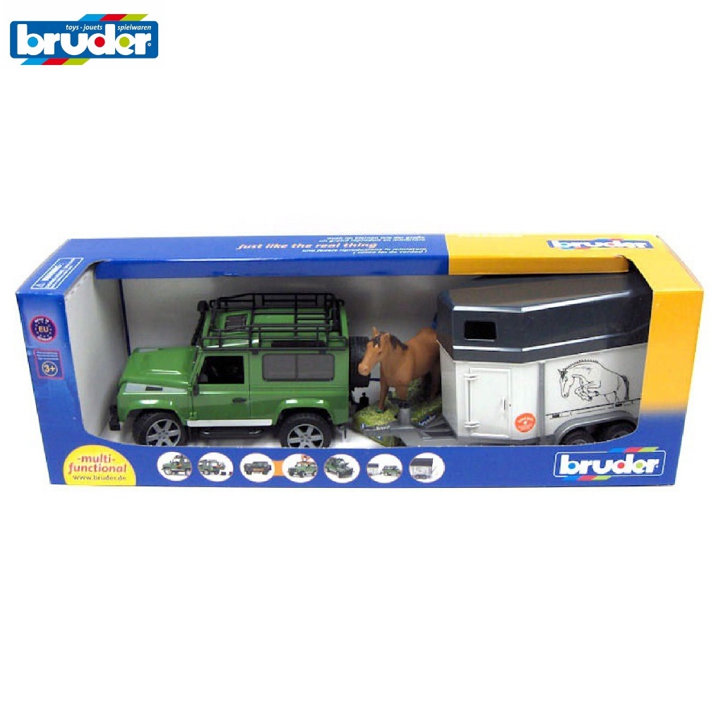 Jual BRUDER 2592 Land Rover Defender SUV With Horse Trailer & Horse ...