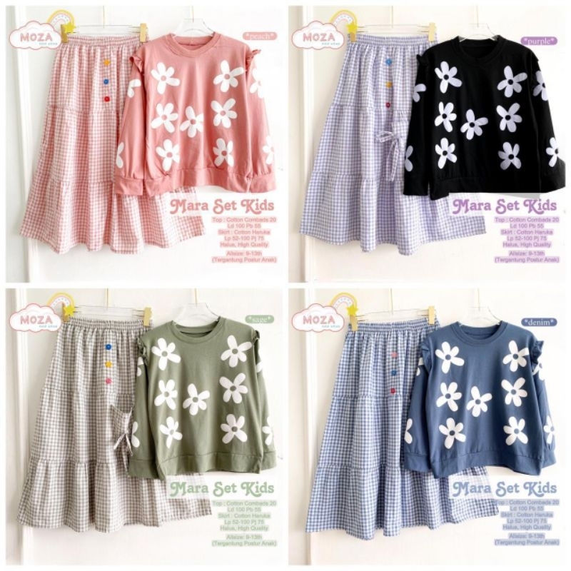 Jual SAYAKA • MARA SET BY MOZA SET ANAK KAOS + ROK SQUARE | Shopee Indonesia