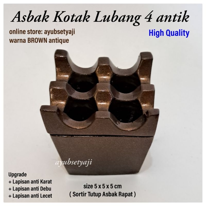 Jual Asbak Lubang 4 Kotak warna TEMBAGA Brown antik Asbak Hotel aluminium unik Ashtray Holes ...