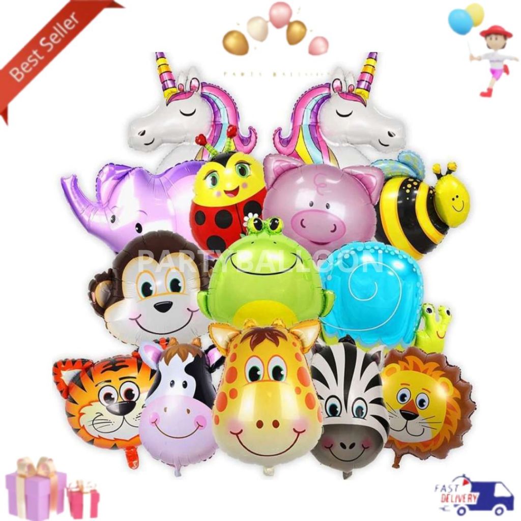 Jual Balon Foil Karakter Mini Animal Gajah Bebek Sapi Rabbit Lebah ...