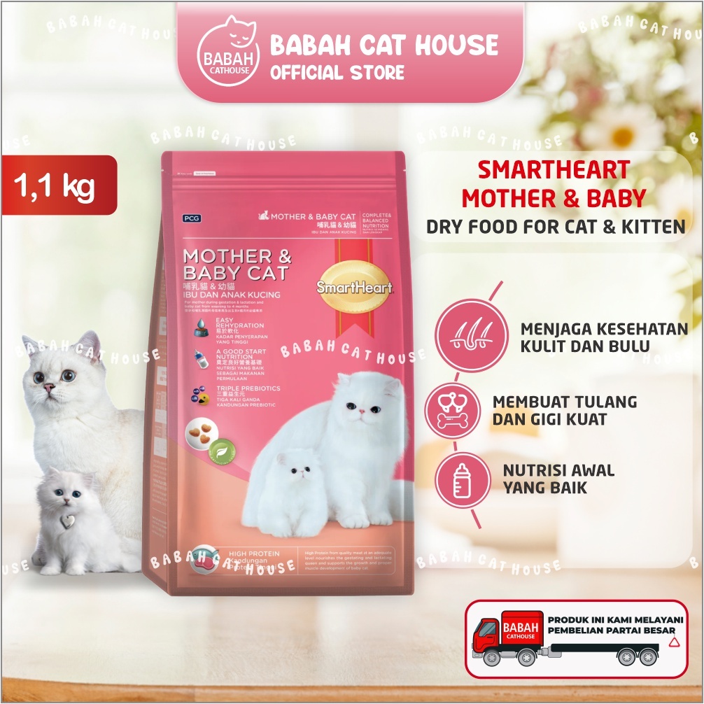 Jual SMARTHEART MOTHER & BABY CAT 1.1KG Dry Food Smart Heart Makanan ...