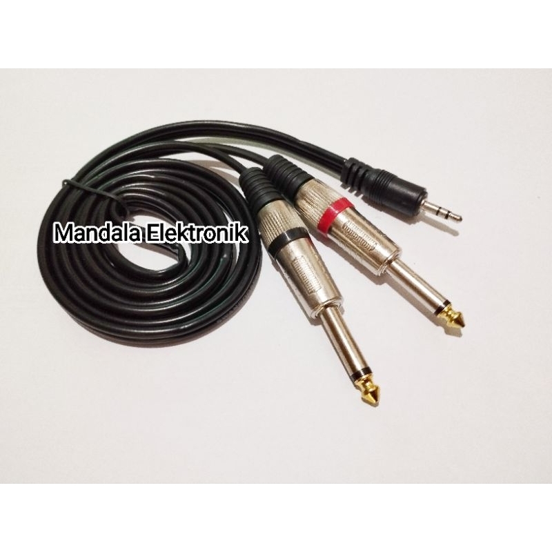 Jual Audio Splitter Connecter 3.5MM Aux Jack 1 Male to 2 Akai mono 6.5mm | Shopee Indonesia