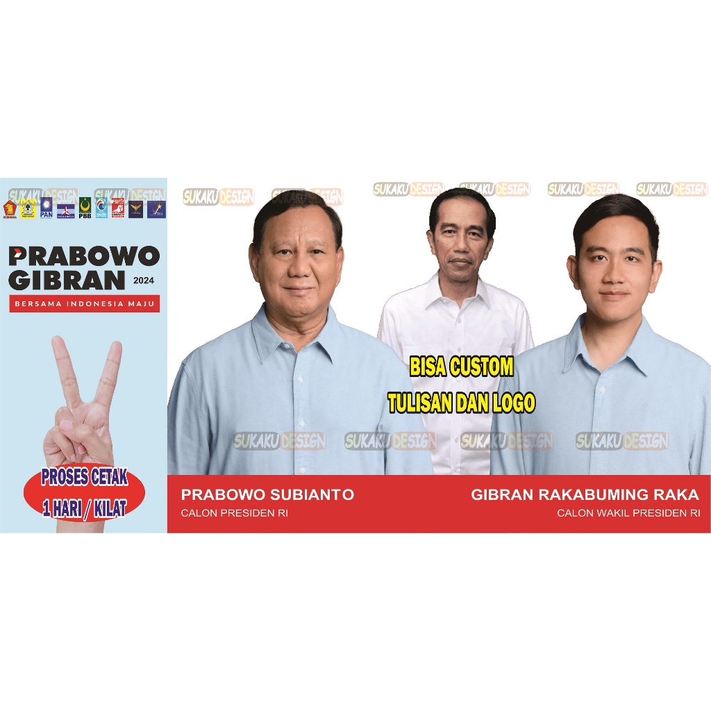 Jual BANNER / SPANDUK PRABOWO GIBRAN BERSAMA INDONESIA MAJU 2024 / BISA COD | Shopee Indonesia