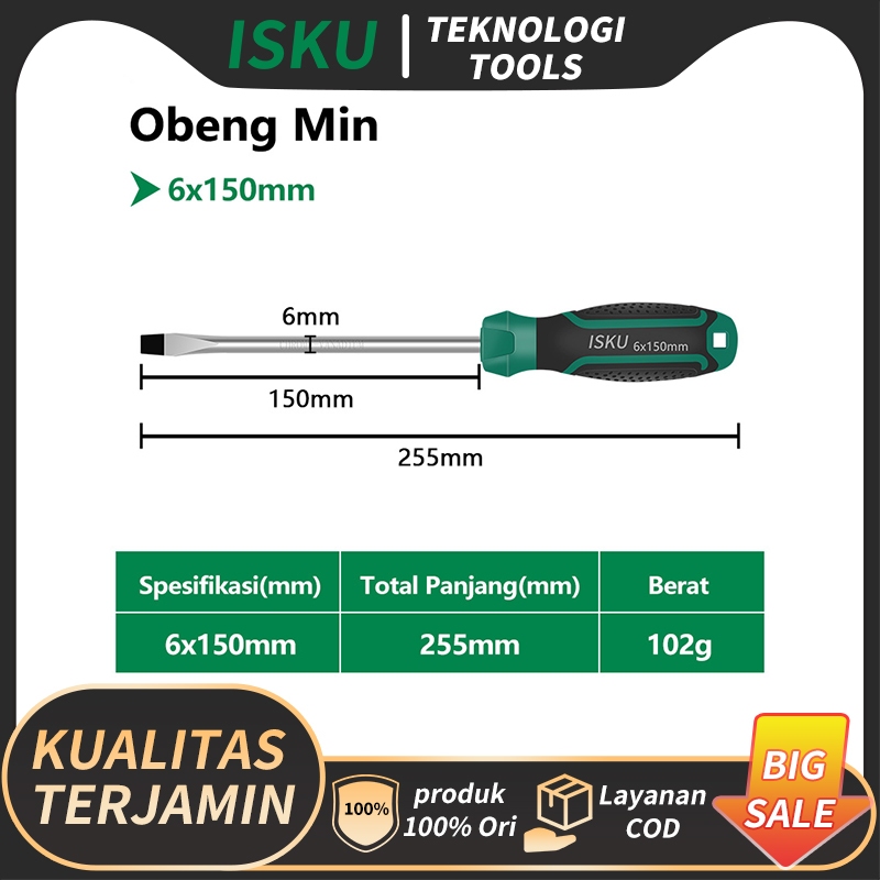 Jual ISKU Obeng set/pegangan karet,Tip Magnetic Screwdriver/obeng multi ...