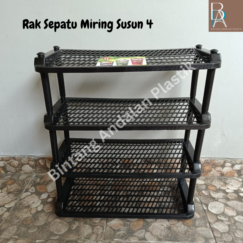Jual Rak Sepatu Plastik Miring Susun 4 | Rak Sepatu Sebaguna | Rak ...