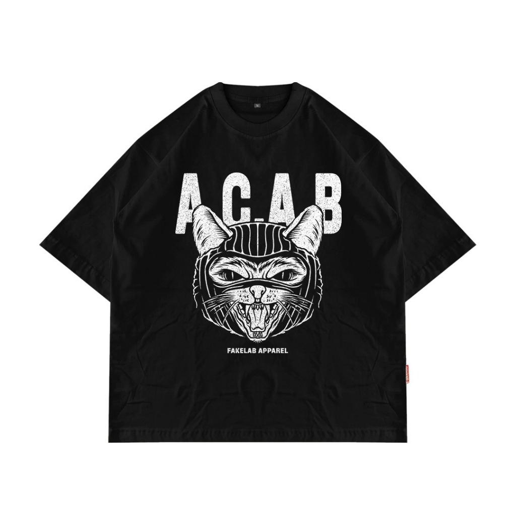 Jual Fakelab Ts Oversize Cat Mask Black / Tshirt Hitam / Kaos ACAB ...