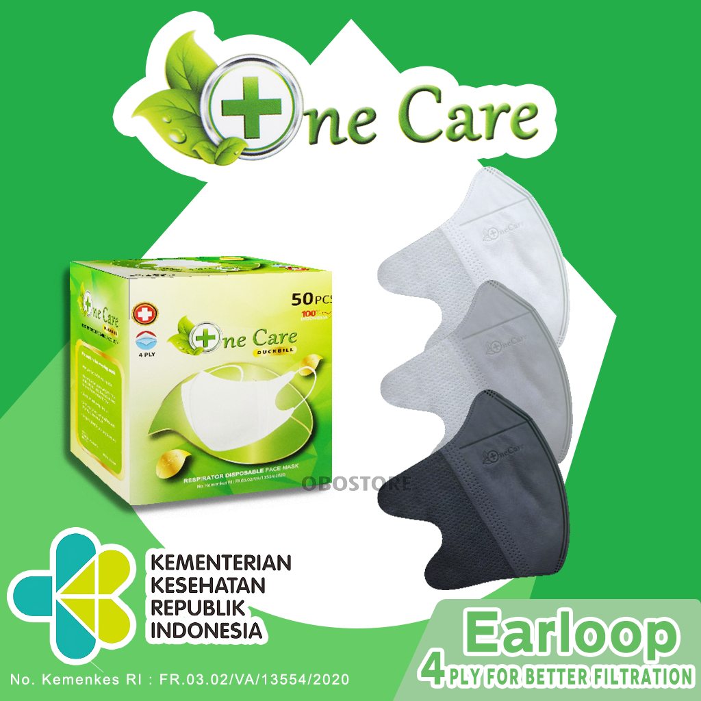 Jual Masker Duckbill Earloop One Care 4ply 50pcs | Shopee Indonesia