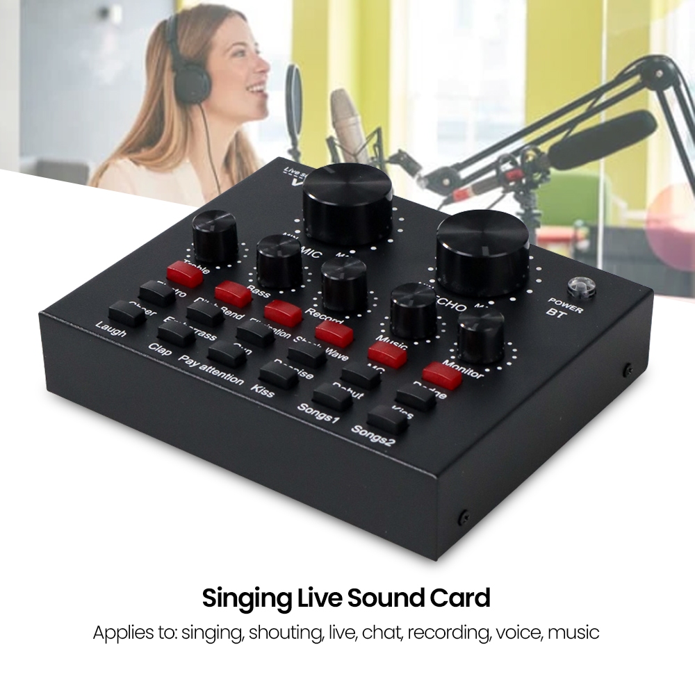 Jual Sound card V8 Singing Live Shooting Voice Music Bluetooth Audio USB External Soundcard ...