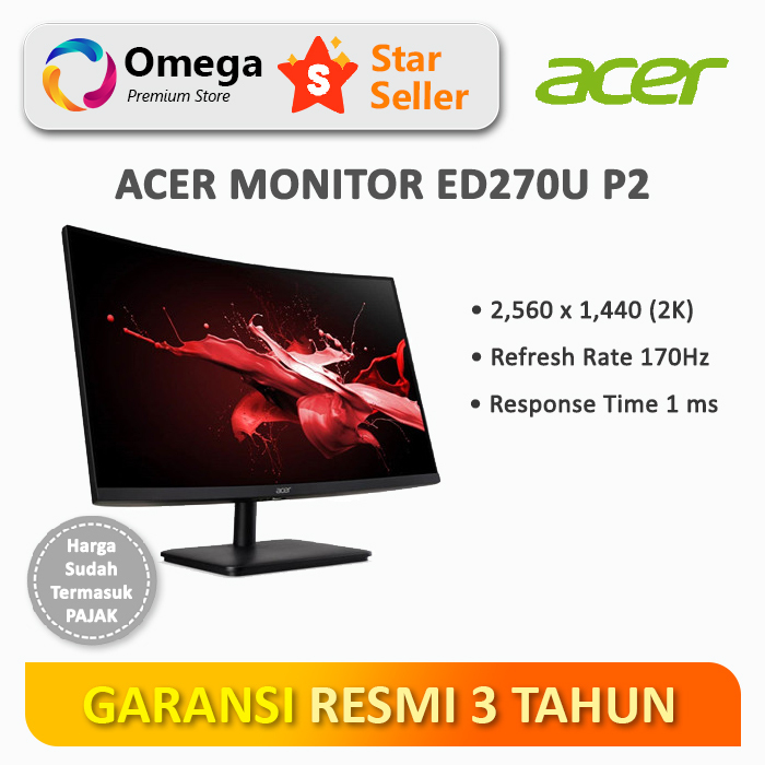 Jual Monitor Acer ED270U P2 27" 1440p 170Hz VA Curved | Shopee Indonesia