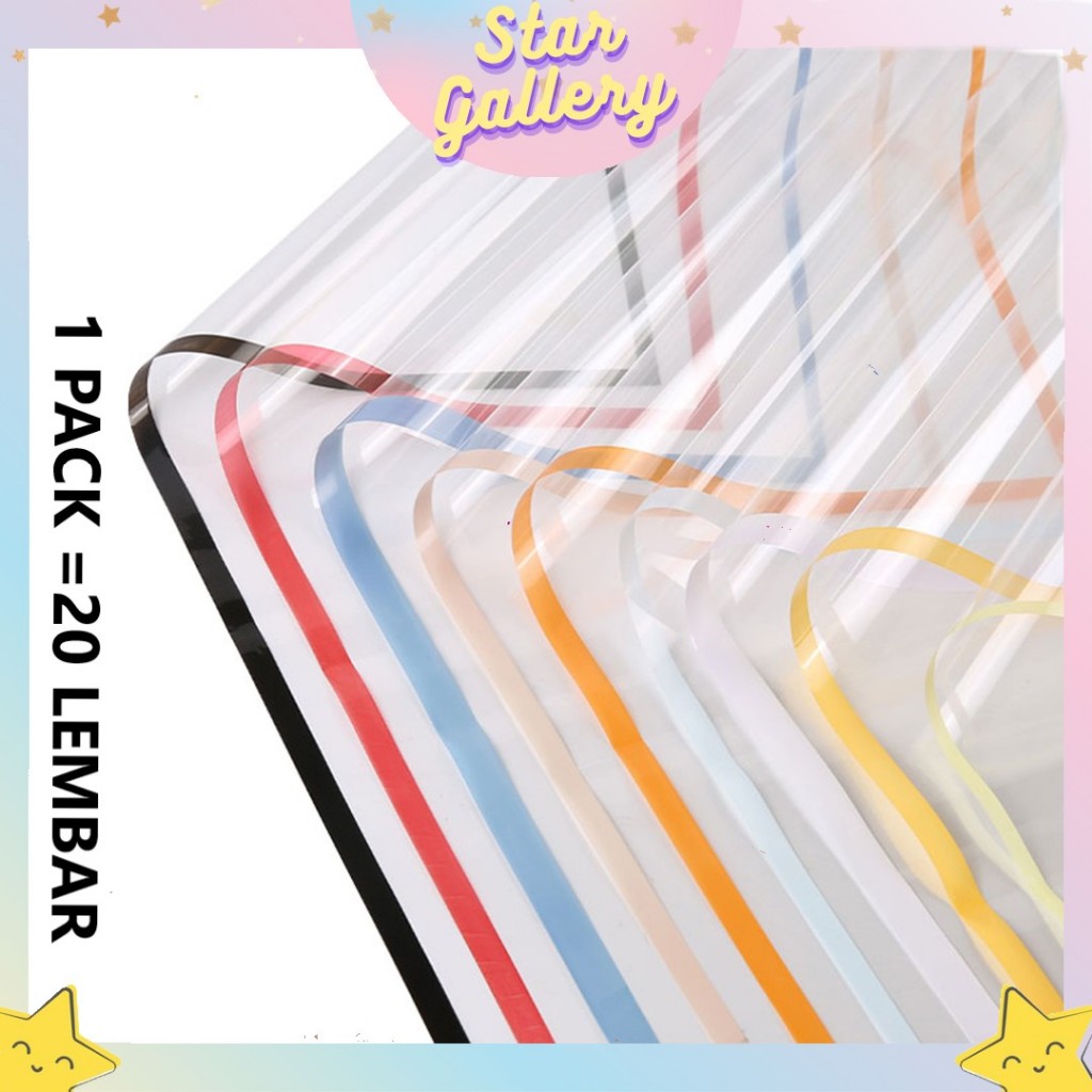 Jual (1 PACK ISI 20 PCS) Kertas Bunga Buket Transparan OPP List Warna ...