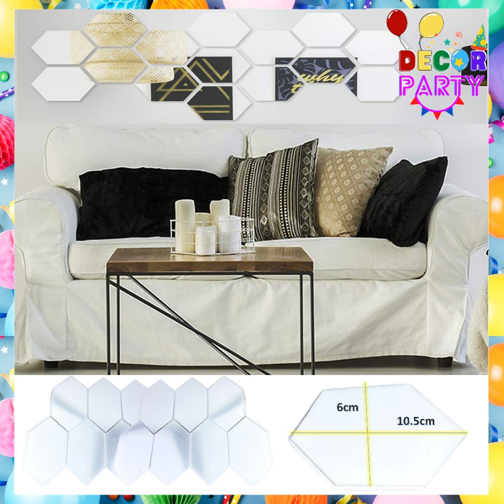 Jual DP Stiker Cermin Tempel Dinding Hexagonal Mini Sticker Kaca Segi ...