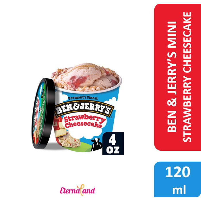 Jual Ben & Jerry Strawberry Cheesecake Ice Cream Mini 4fl oz - impor ...