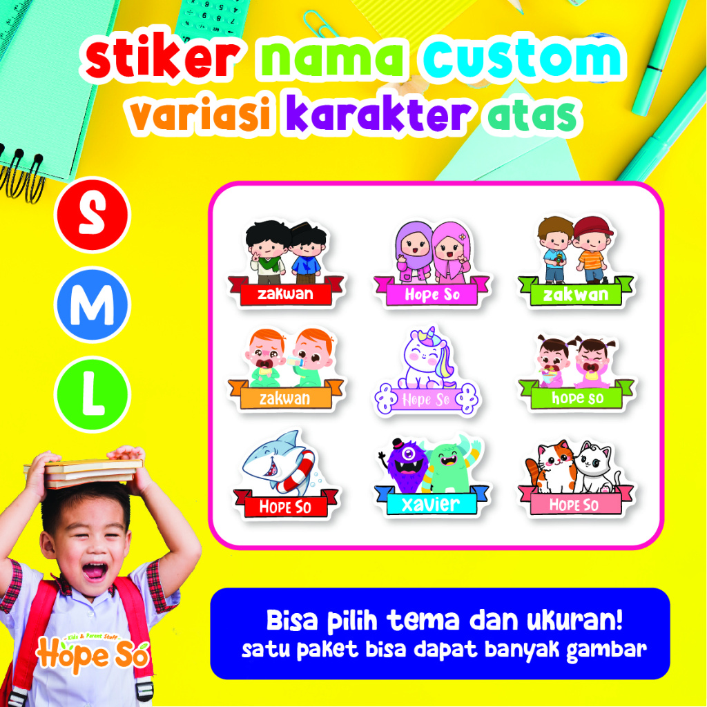 Jual Stiker Nama Custom Variasi Karakter Atas (Bisa Pilih Tema)- Hope ...