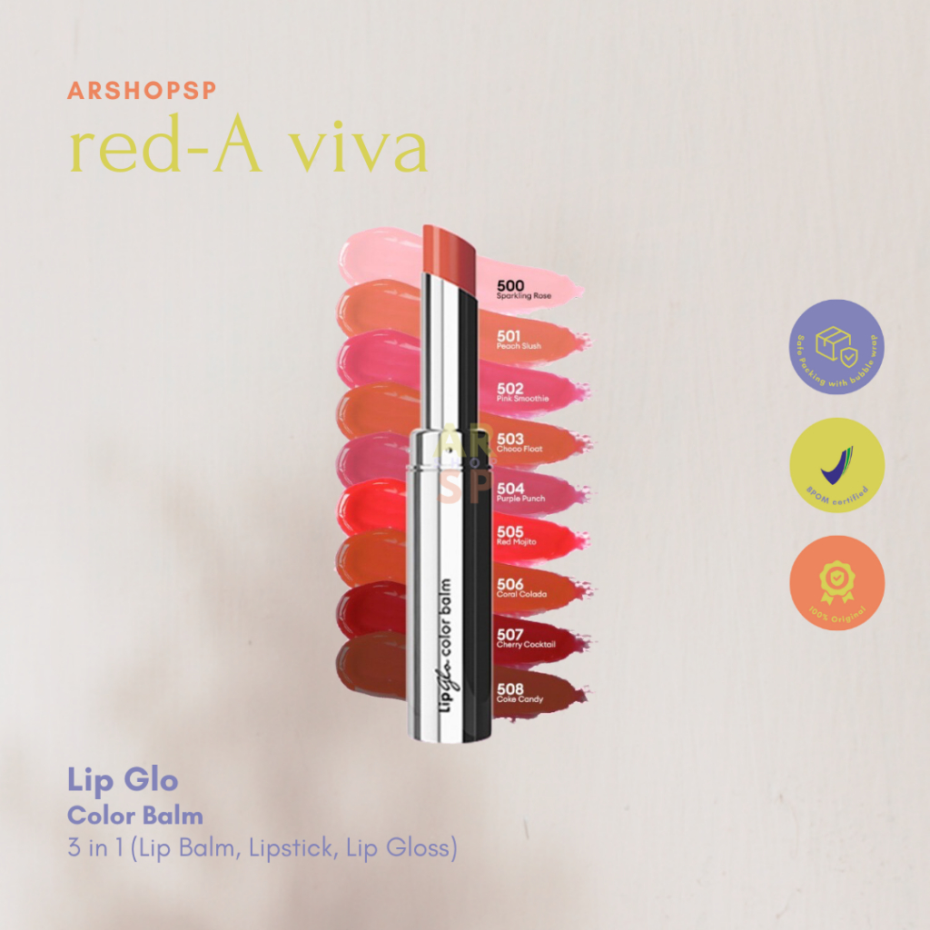 Jual arshopsp | 503 READY Viva Red-A Lip Glo Color Balm 3 in 1 (Lip ...