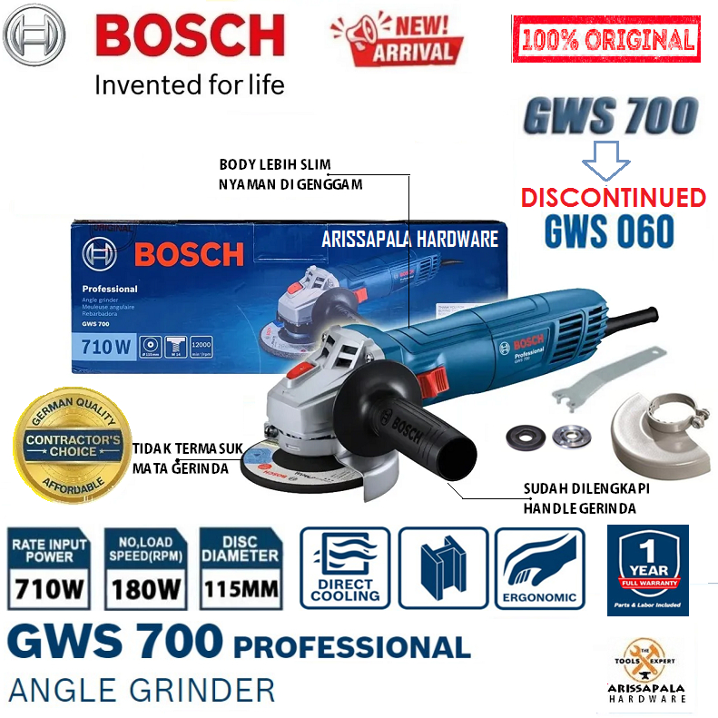 Jual Bosch Mesin Gerinda Tangan 4 inch Angle Grinder BOSCH GWS 700 ...