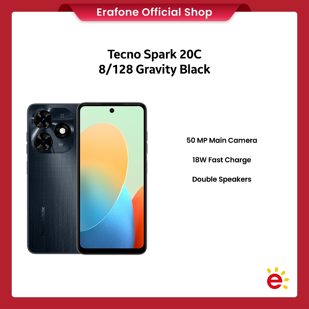Jual Tecno Spark 20C 8/128GB - Gravity Black | Shopee Indonesia