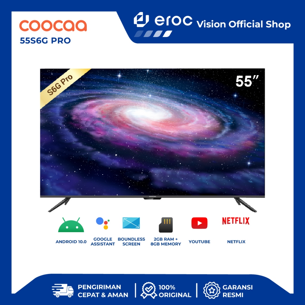 Jual COOCAA 55 inch 4K Smart TV - Android 10 - Netflix -Youtube (55S6G ...