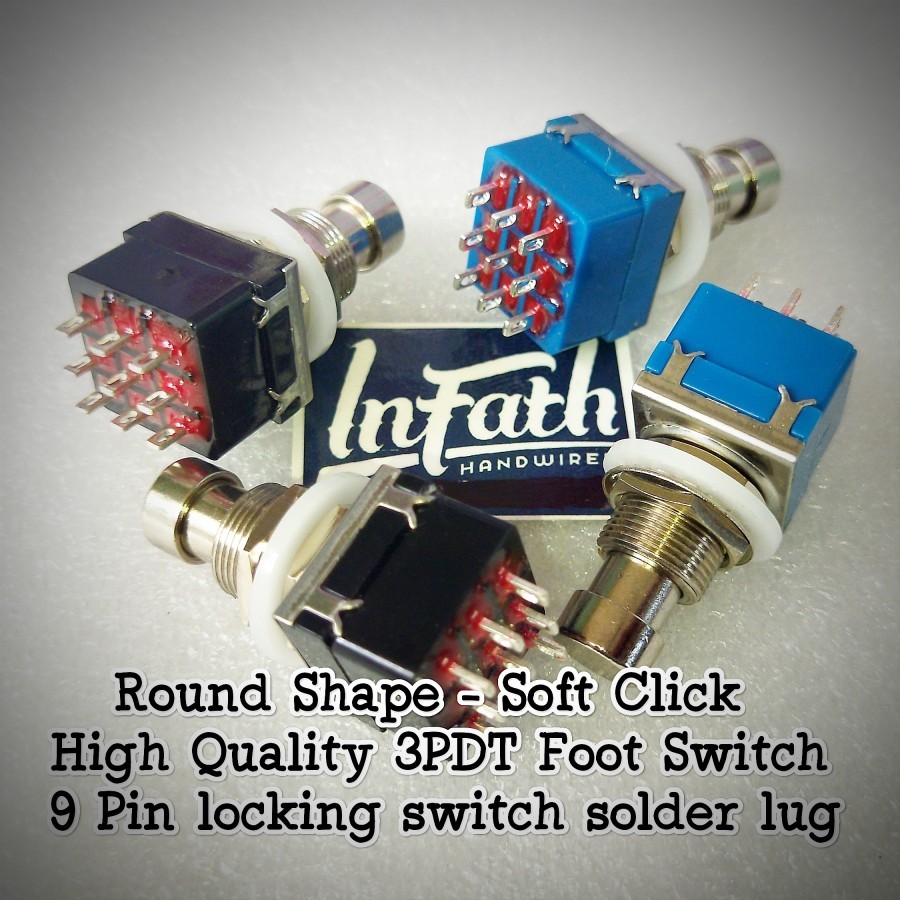 Jual InFath - 3PDT 9 pin PC LUG Empuk saklar efek stompbox foot switch ...