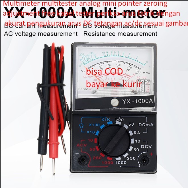 Jual Multimeter multitester analog mini pointer zeroing adjustment free ...