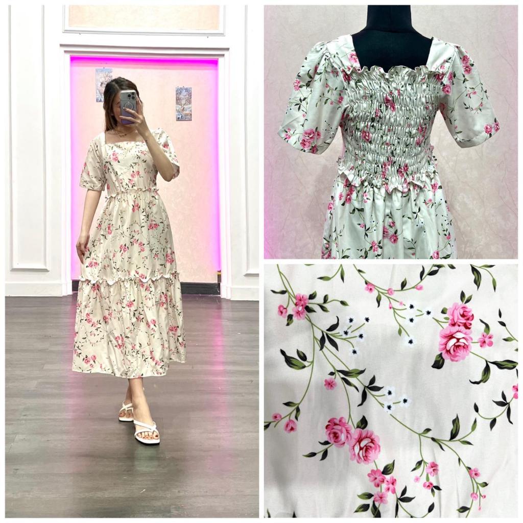 Jual RD FASHION - Yerika Dress / Dress Lengan Pendek smocked / Gaun ...