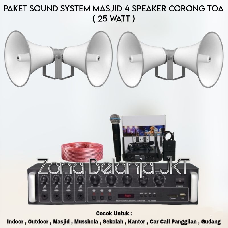 Jual PAKET SOUND SYSTEM TOA MASJID MUSHOLA 4 SPEAKER CORONG TOA 25 WATT ...