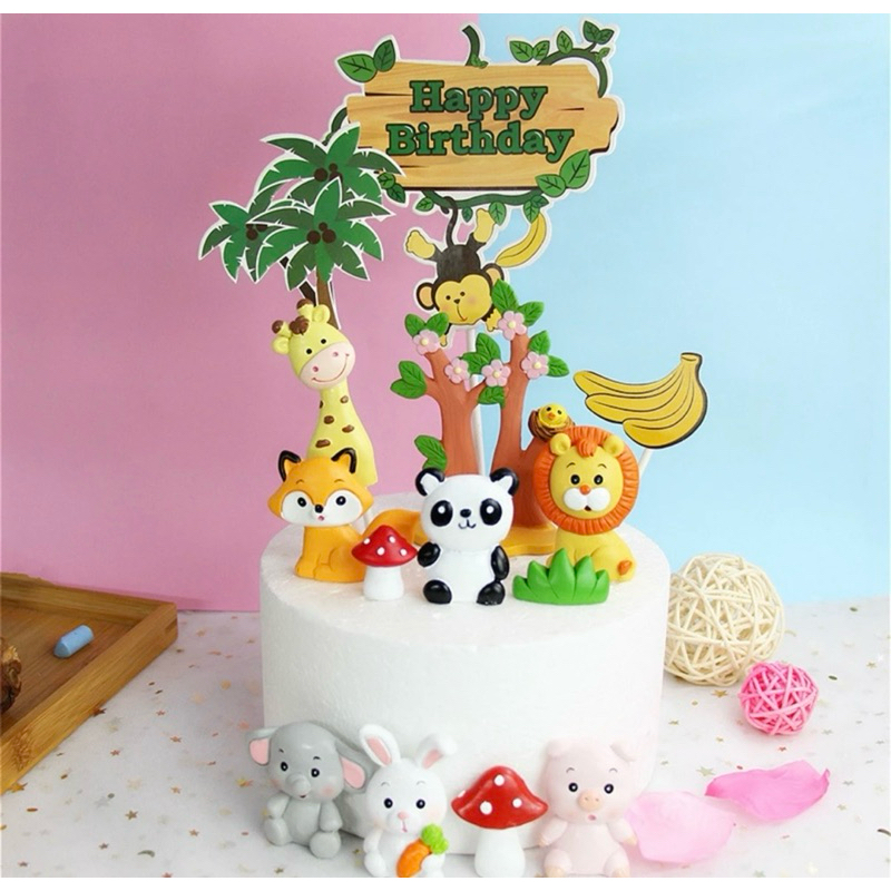 Jual Topper kue Hewan / binatang karakter Jerapah Singa Macan Kelinci ...